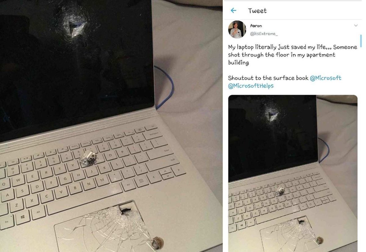 Man Luckily Escaped From Death Due To Bulletproof Surface Book
