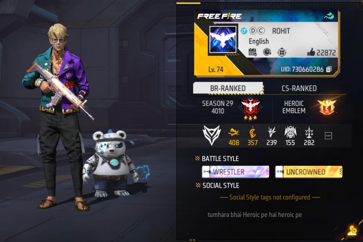 DC Rohit’s Free Fire MAX ID, YouTube Earnings, Rank, Stats