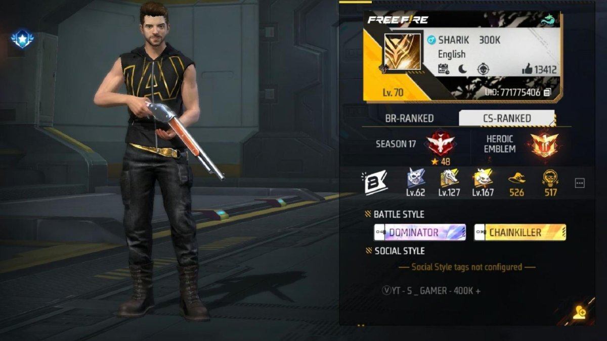 S Gamer's Free Fire MAX ID, Stats, Monthly Income, And More