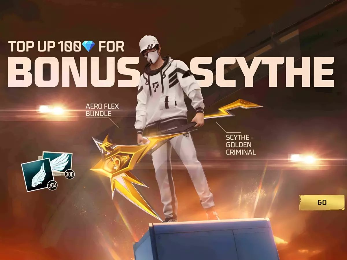 Free Fire MAX: Get Scythe Golden Criminal & Aero Flex Bundle for Free